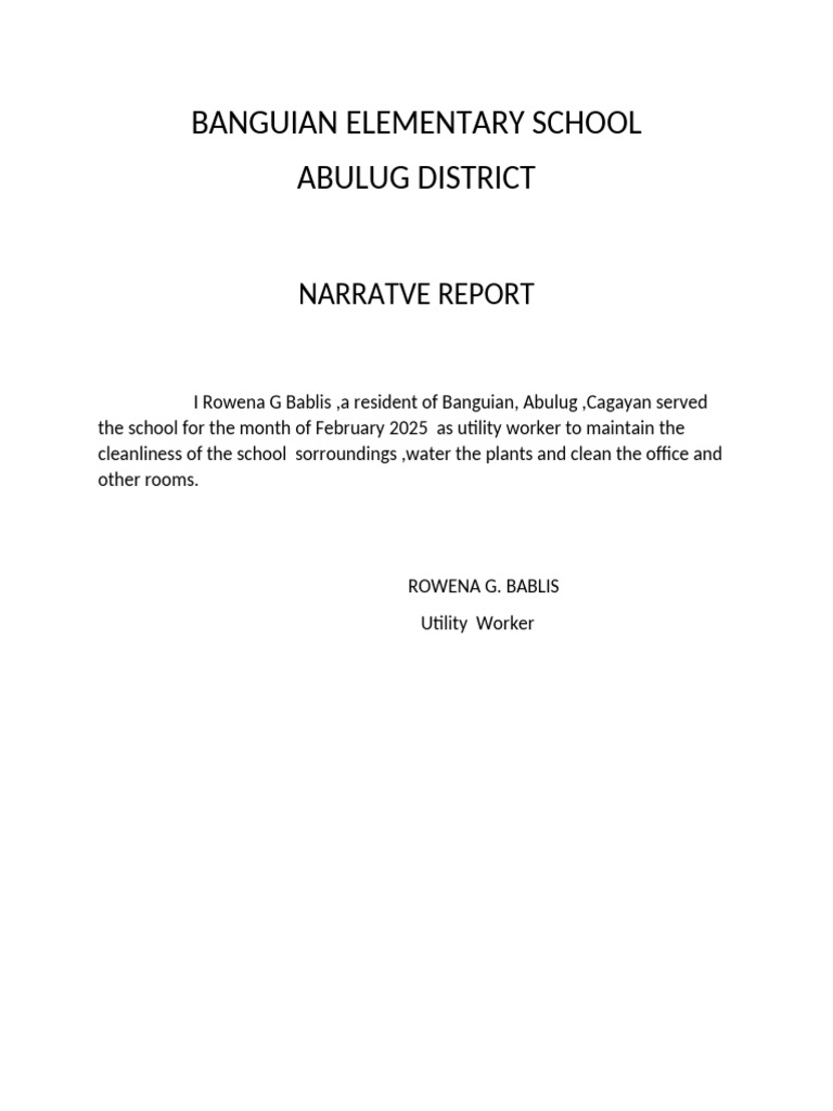 Narrative Report Utility | PDF