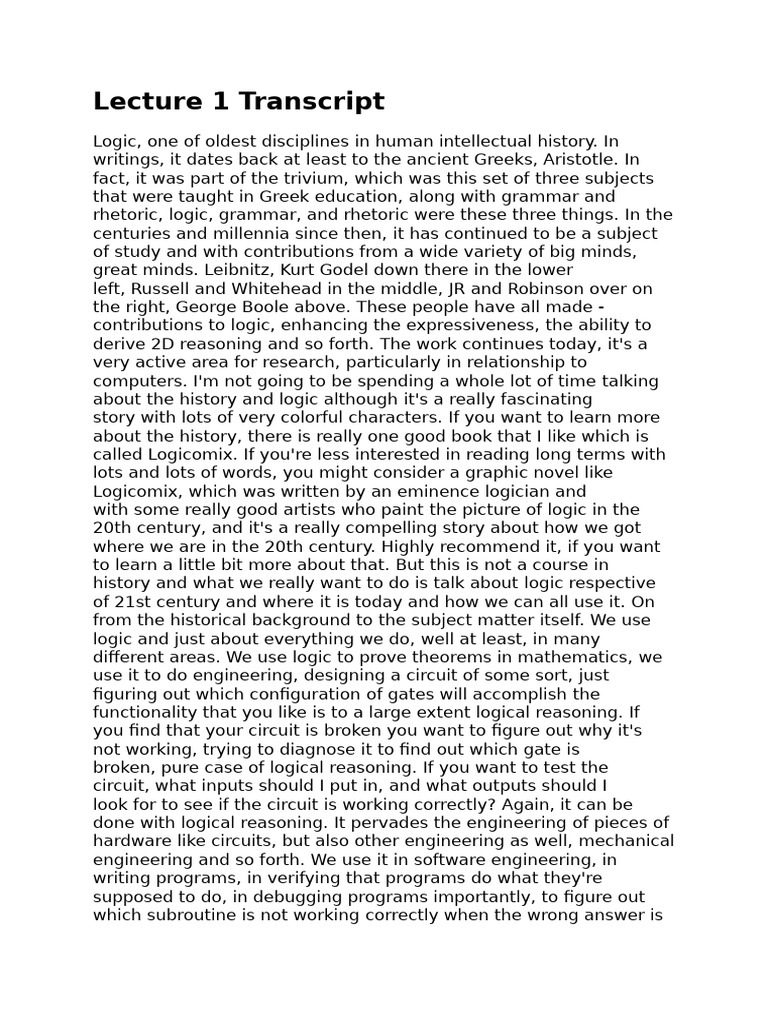 Transcrip copy | PDF | Mathematical Logic | Mathematical Proof