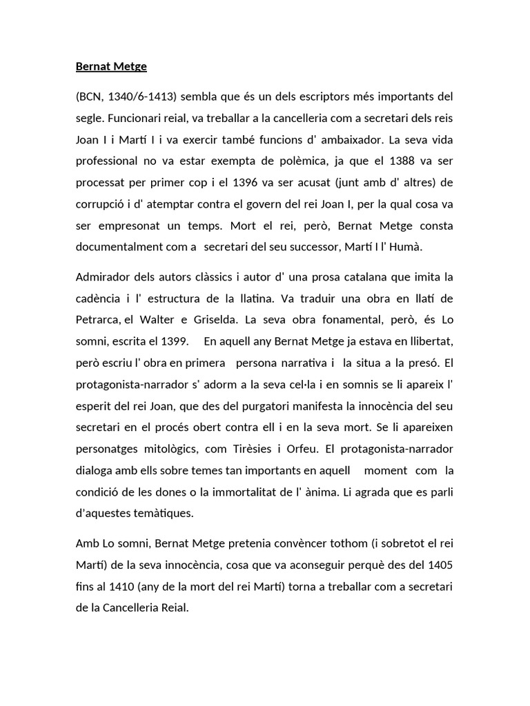 BERNAT METGE | PDF