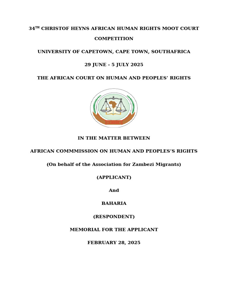 34th Christof Heyns Moot Court Competition | PDF | International Human ...
