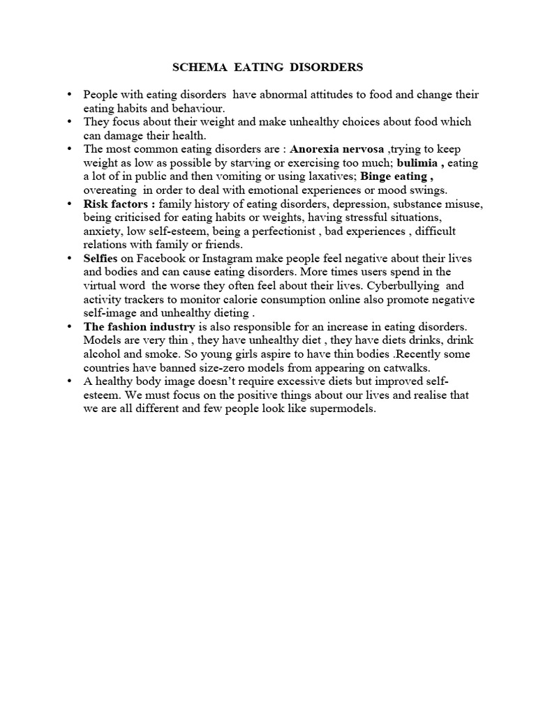 Schema Eating Disorders | PDF