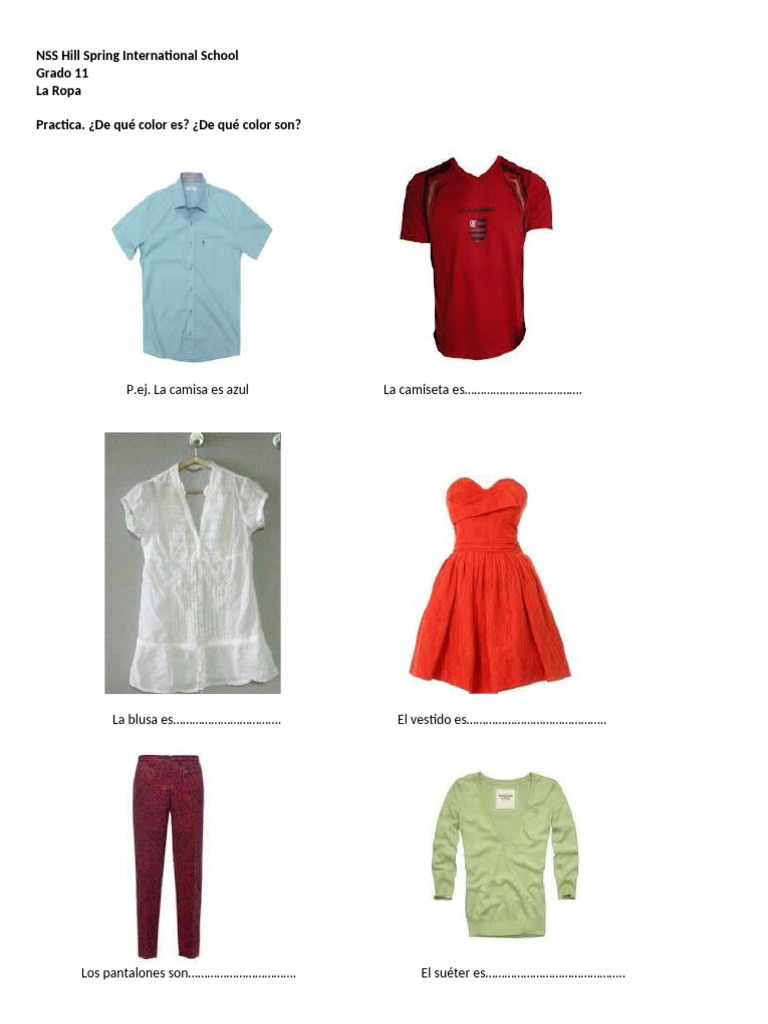 Vocabulario de Ropa y Accesorios en Español | PDF