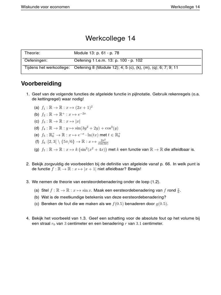 Werkcollege 14 | PDF