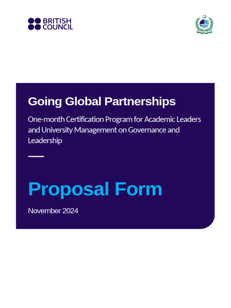 Going Global Partnerships - One Month Certification Program - Proposal Form | PDF | Risk ...