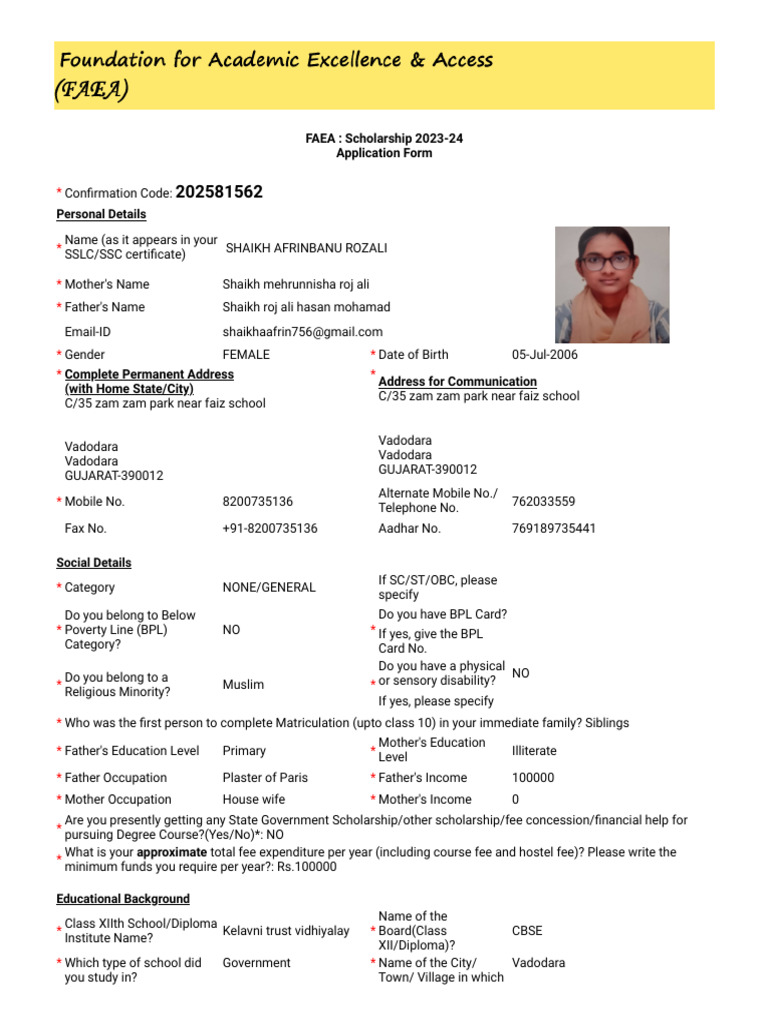 Online Application - FAEA 2023-24 | PDF