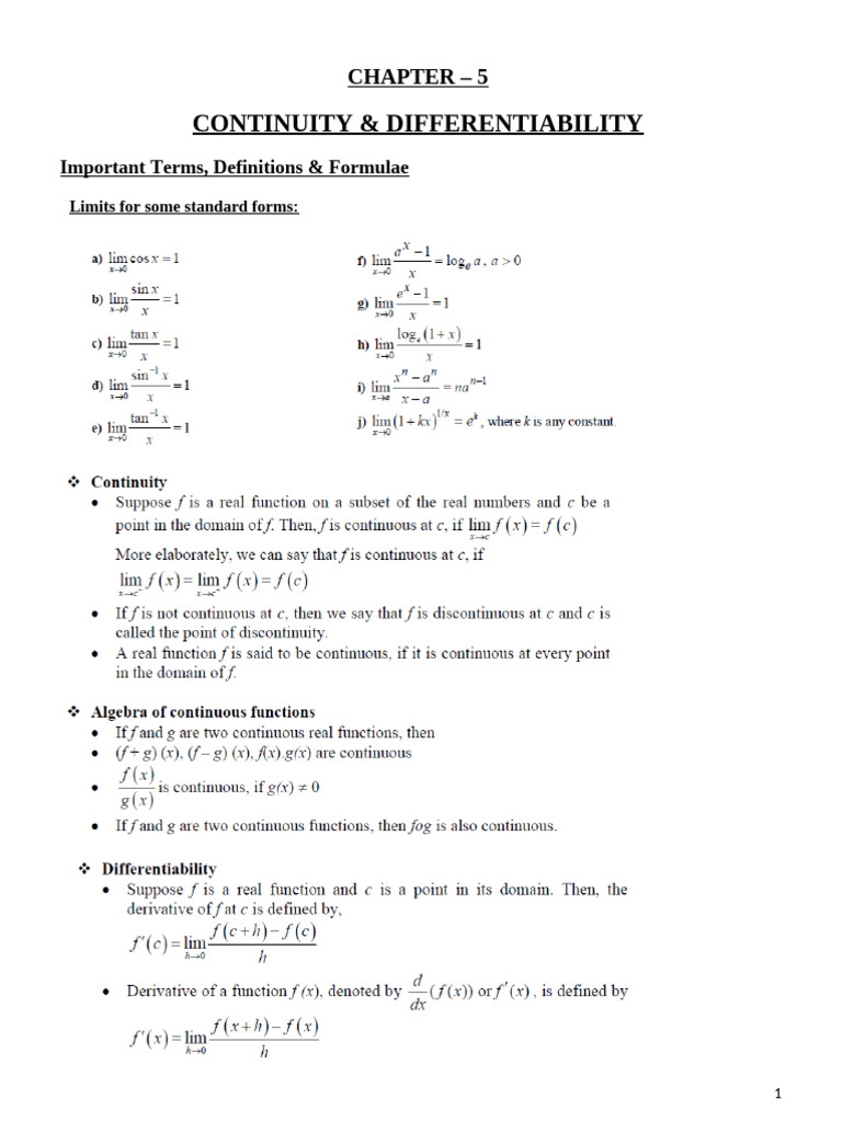 Continuity & Differentiability | PDF | Differential Calculus | Geometry