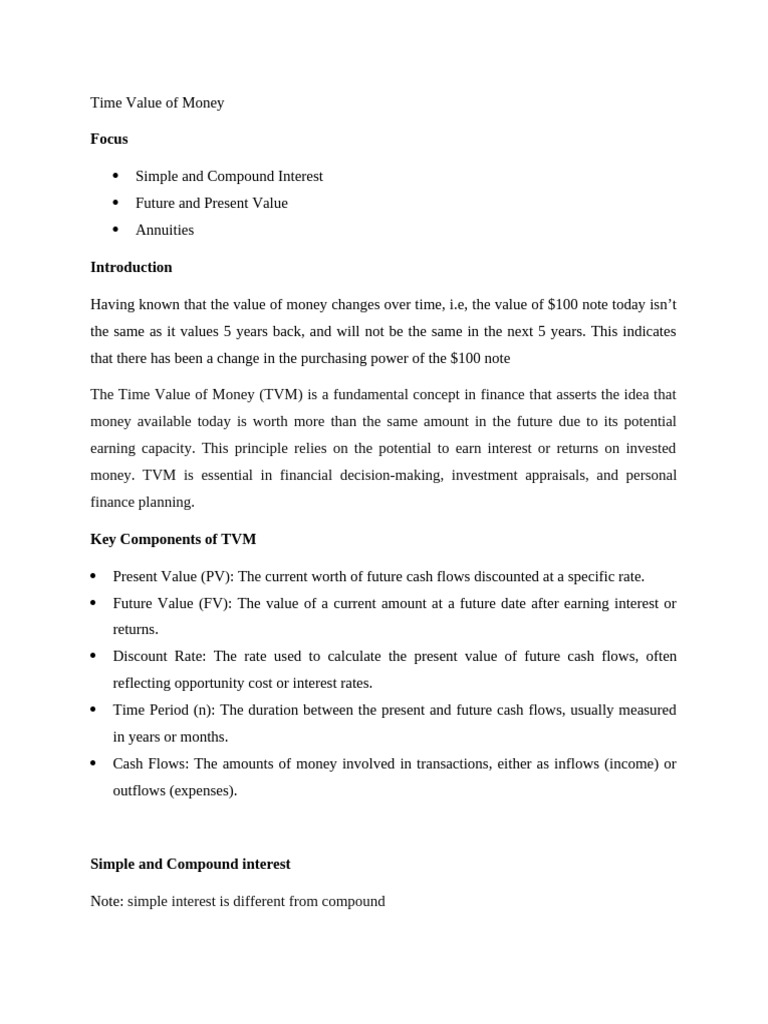 Finance compendium | PDF | Present Value | Time Value Of Money