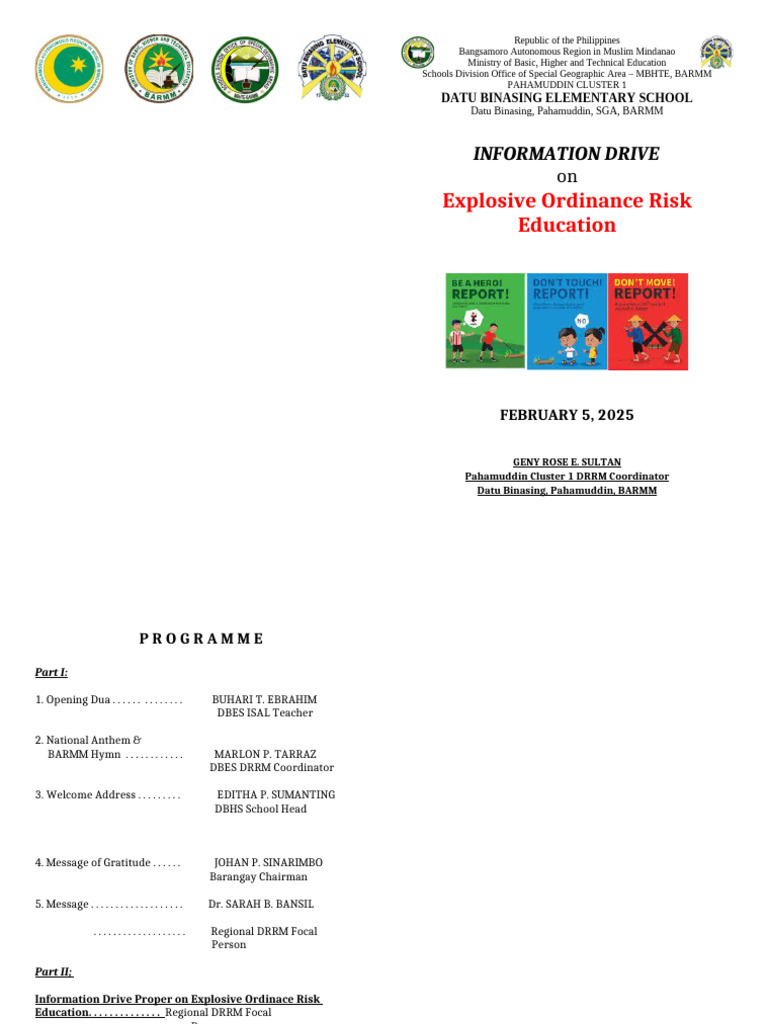 DRRM Explosive Program | PDF