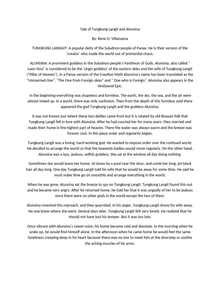 Tale of Tungkung and Alunsina WPS Office | PDF | Deities | Creator Deity