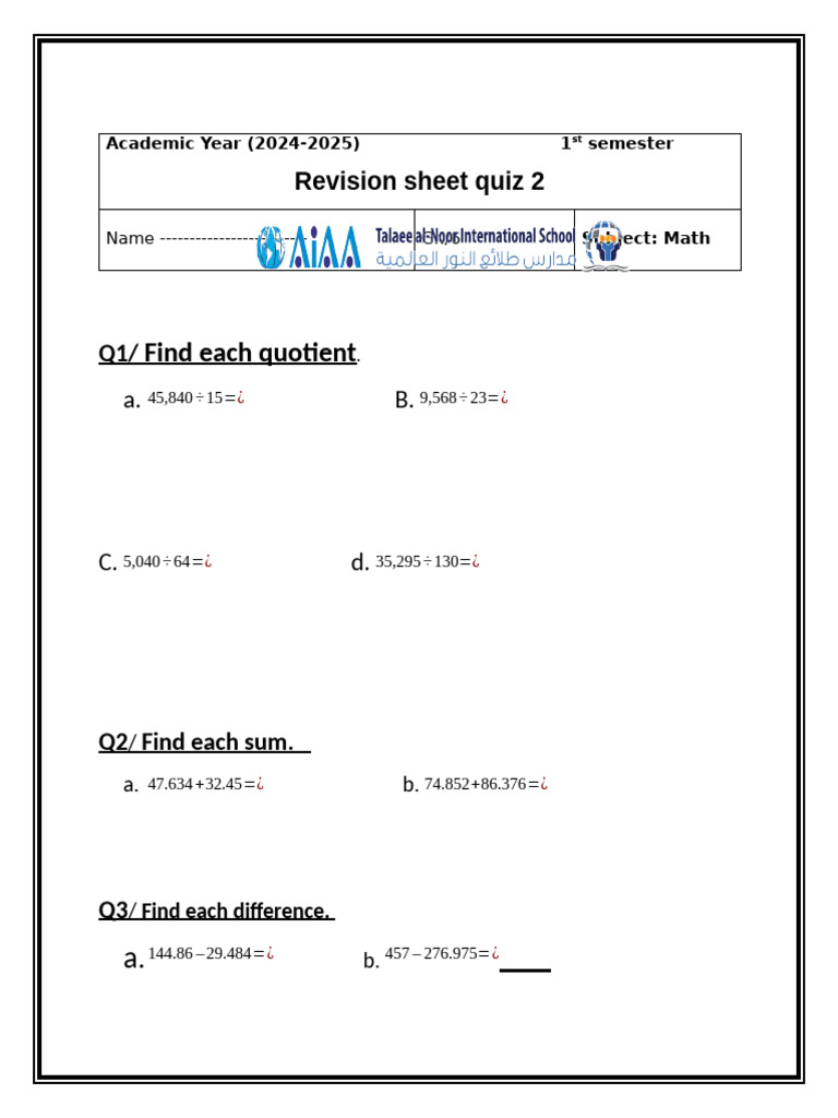 gr6 Worksheet | PDF