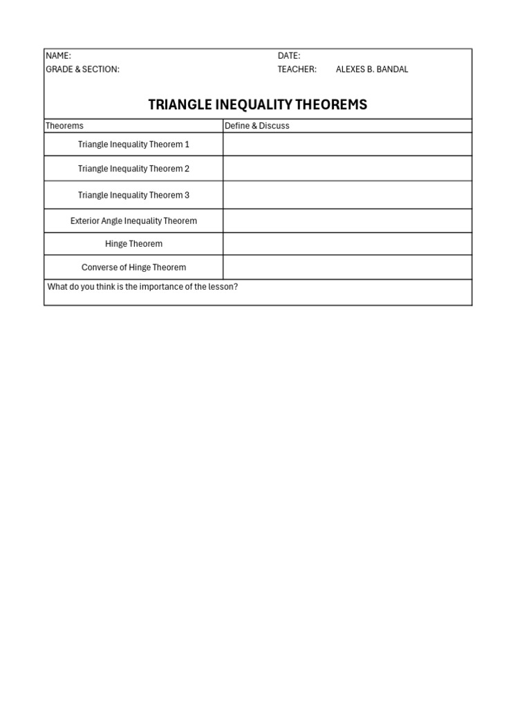 Triangle Inequality Theorems | PDF