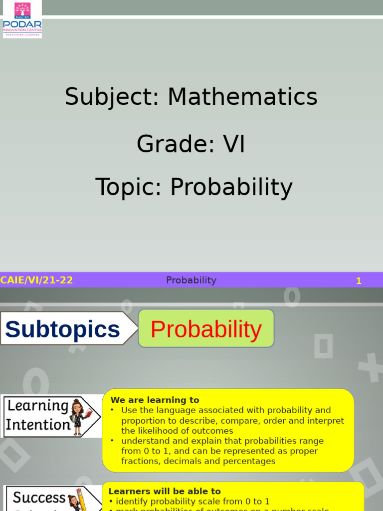 1_CAIE_Math_VI_Probability | PDF | Probability | Probability Theory