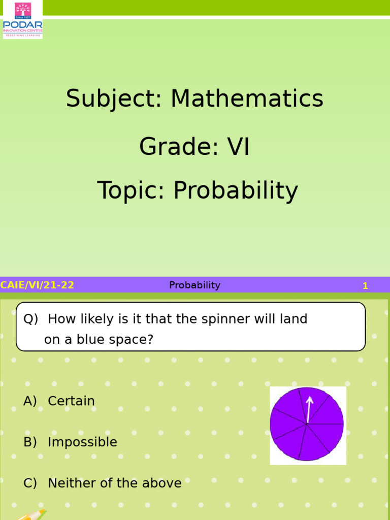 2 - CAIE - Math - VI - Probability | PDF | Probability | Probability ...
