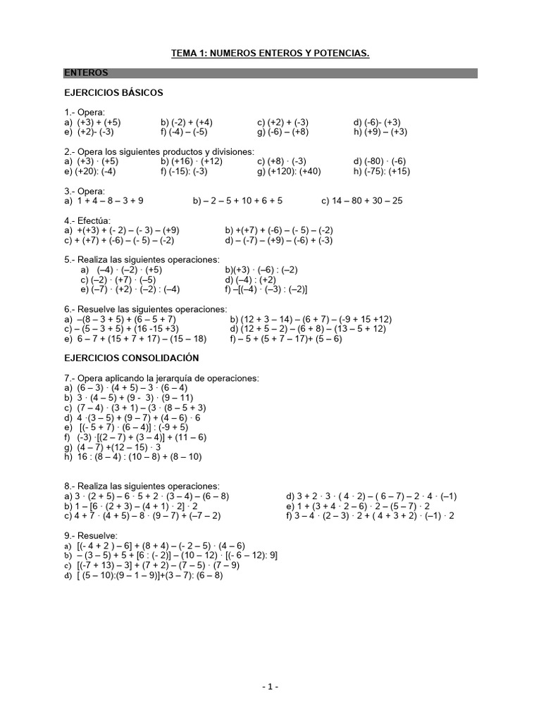 Ficah Enteros y Potencias | PDF | Teoría del ajedrez | Ajedrez