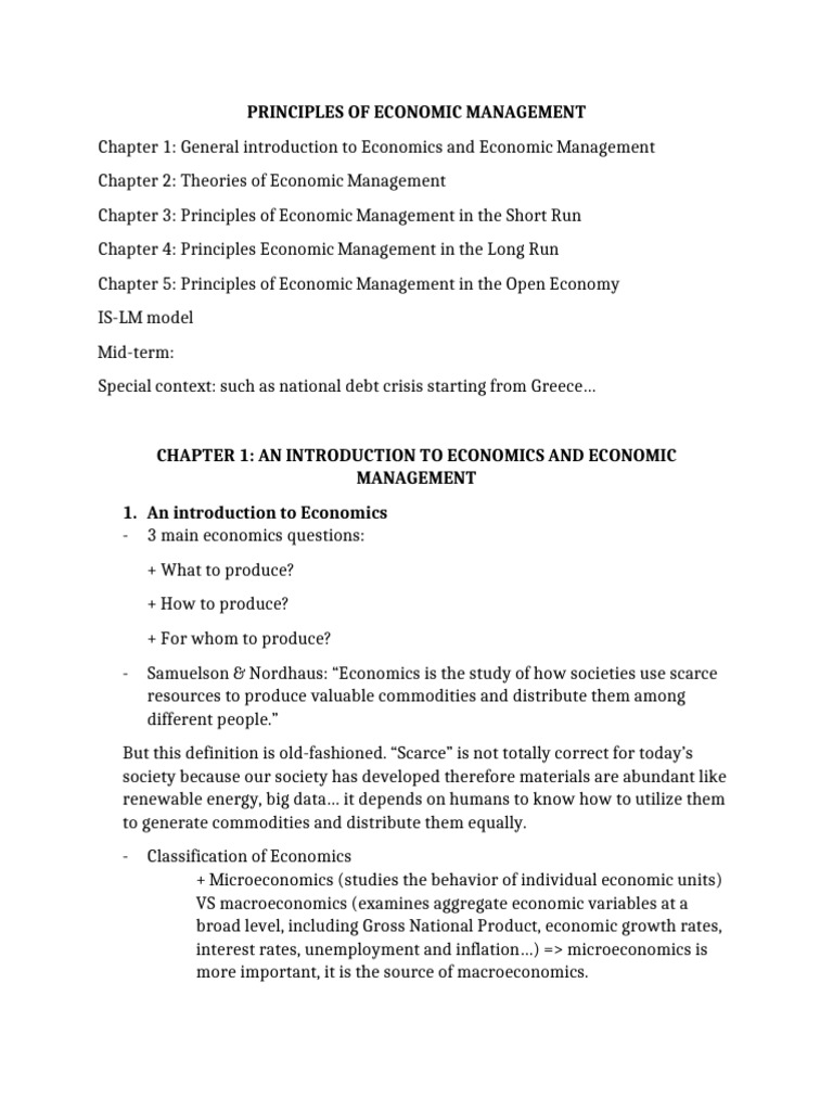 Principles of Economic Management | PDF | Demand For Money | Externality