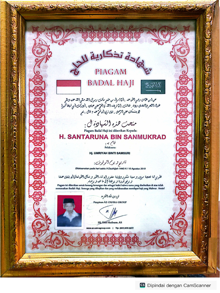 Piagam Badal Haji. H. Santaruna Bin Sanmunkrad | PDF