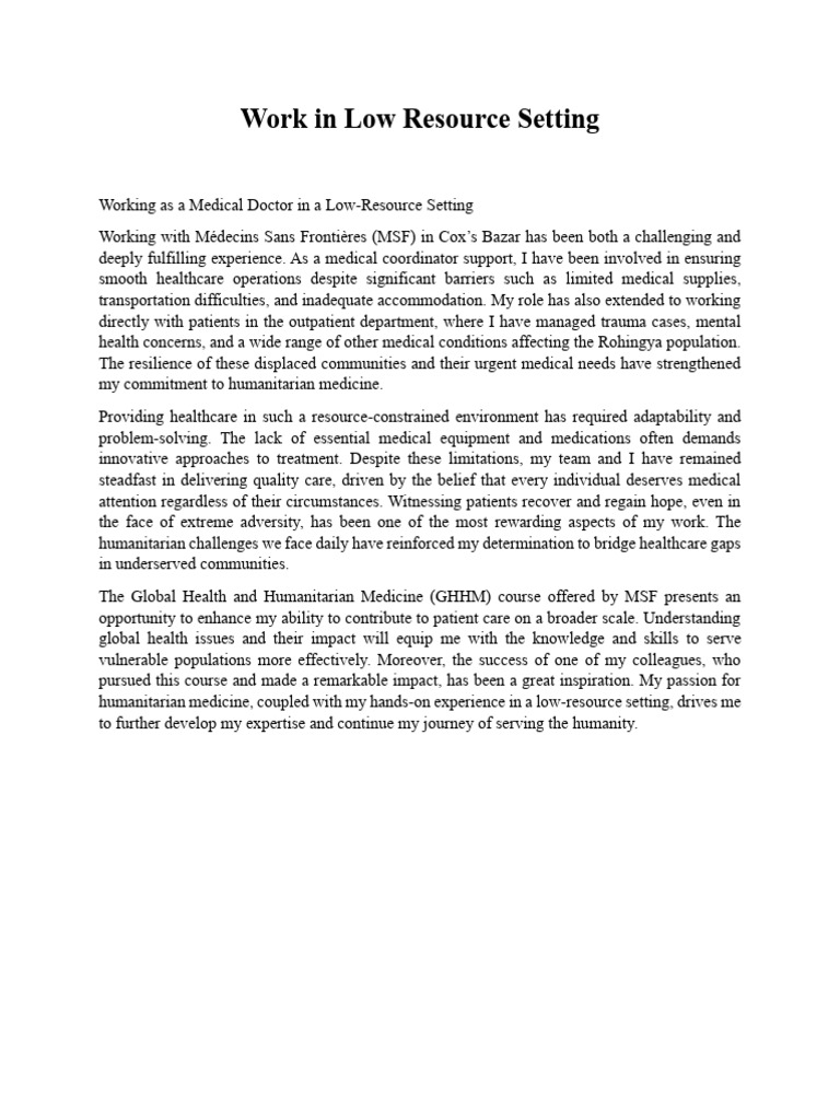 Healthcare Challenges in Low-Resource Settings | PDF