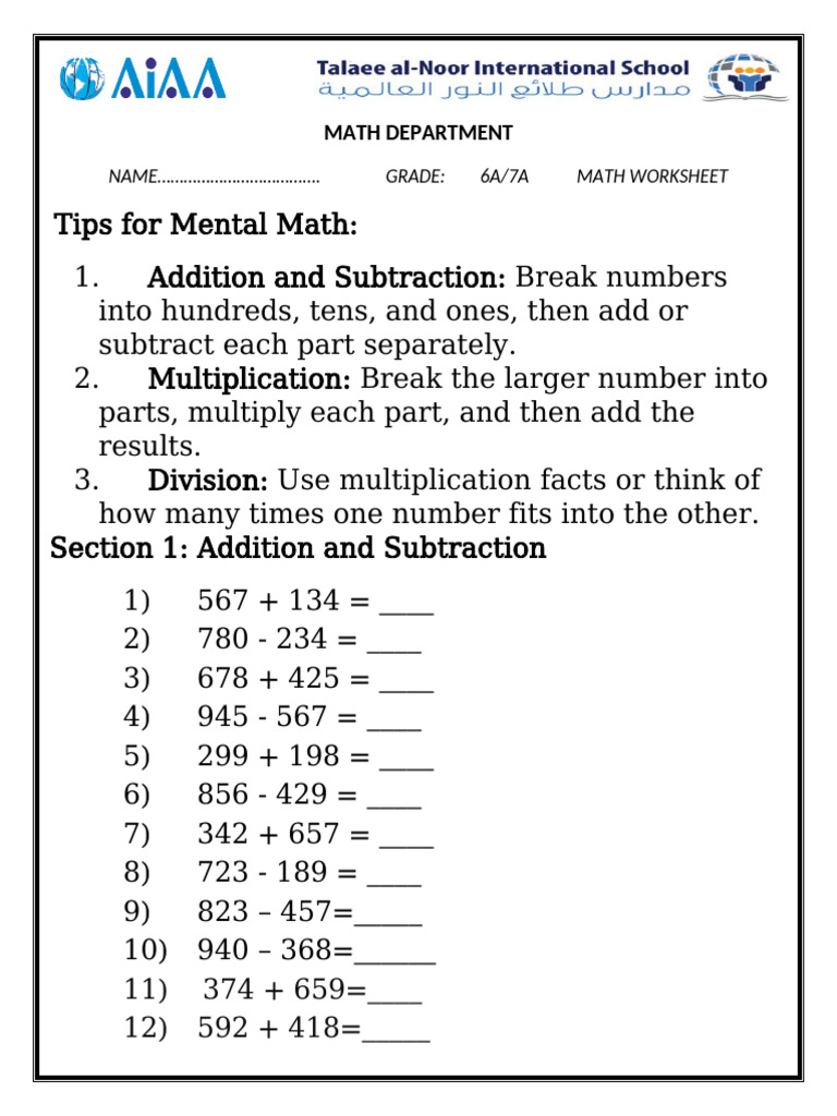 Mental Math2 | PDF
