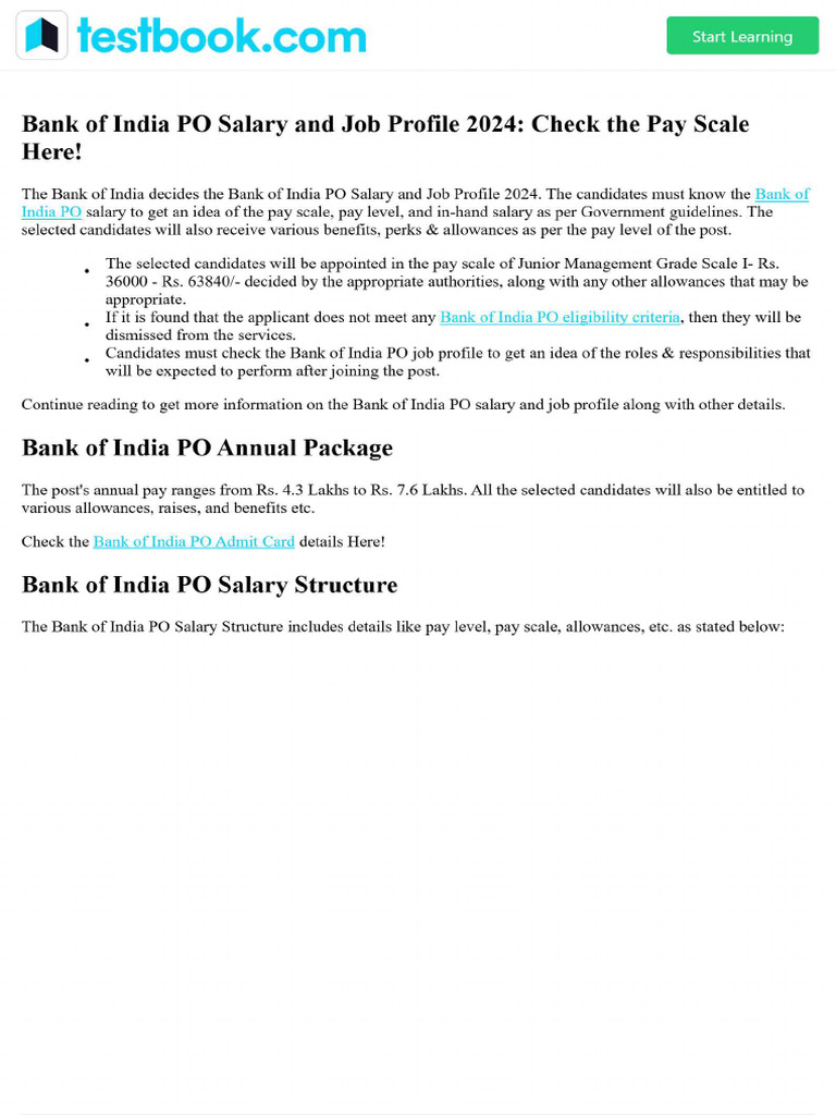 Bank of India PO Salary and Job Profile 2024 - Check The Pay Scale Here ...
