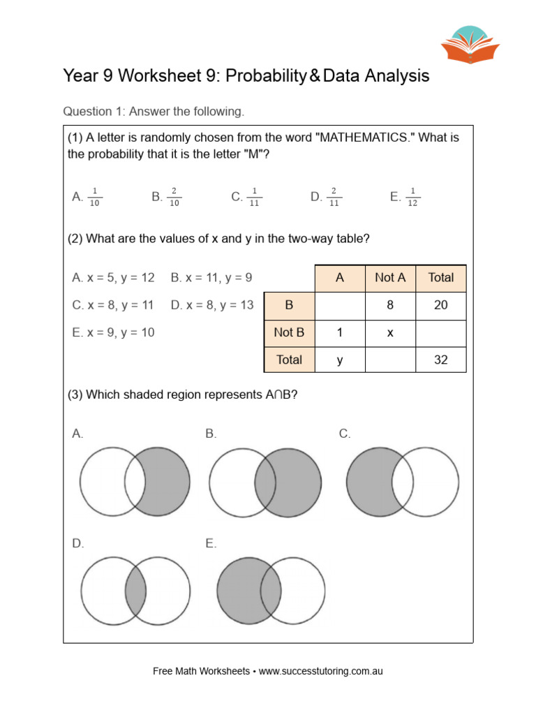 Year 9 Probability and Data Analysis Worksheet | PDF | Descriptive ...