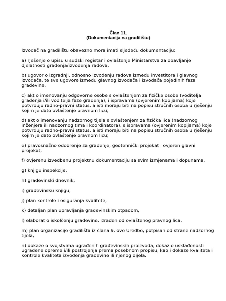 Gradilišna Dokumentacija | PDF