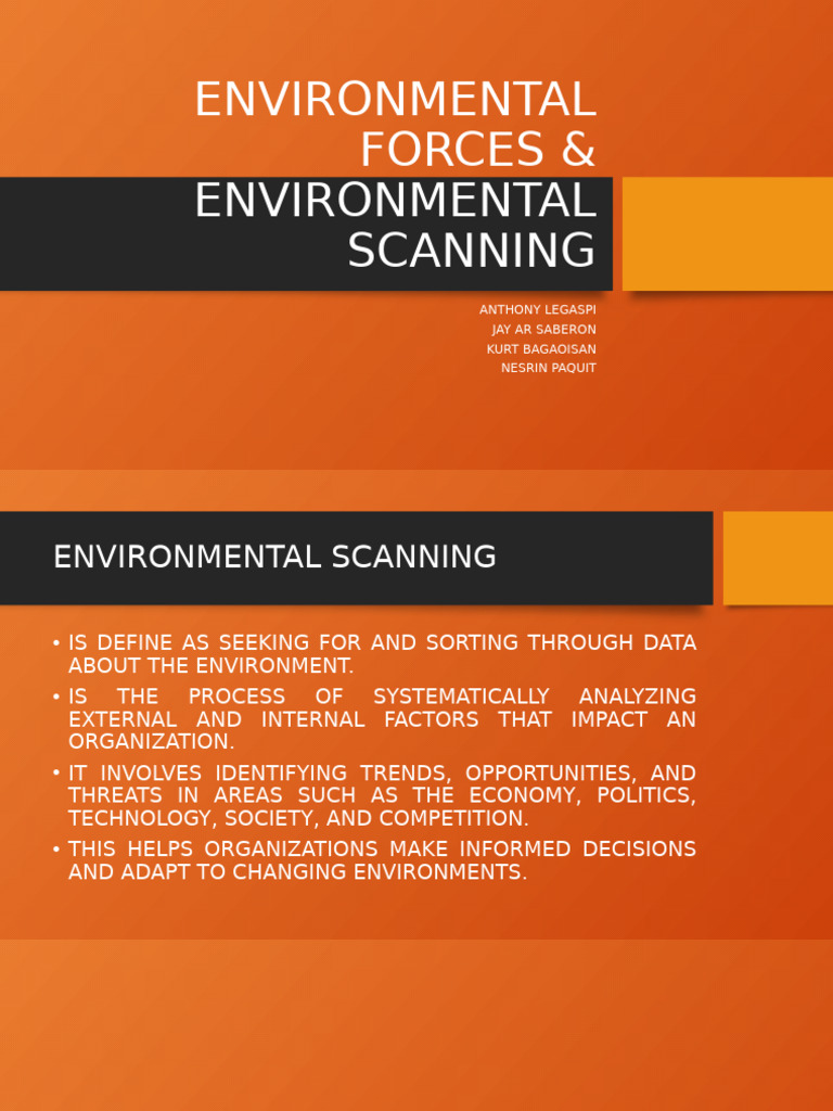Environmental Scanning for Businesses | PDF | Supply Chain | Strategic ...