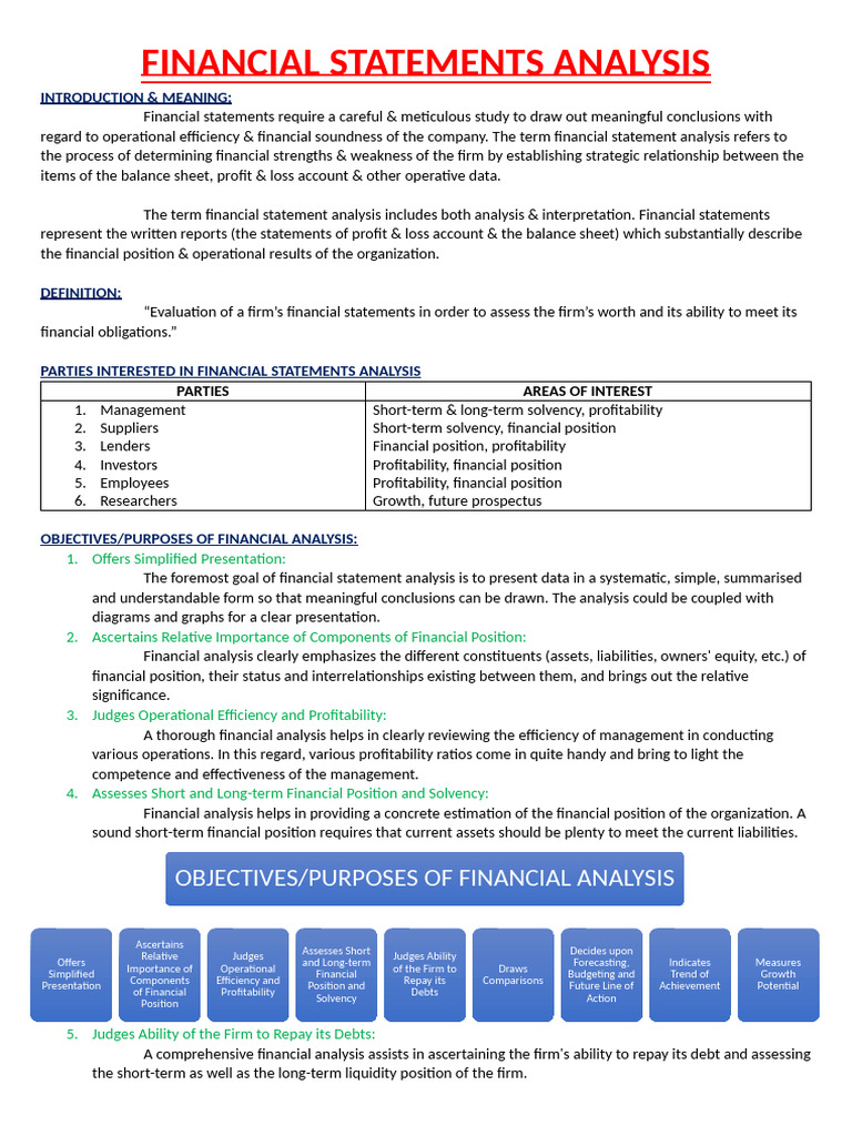 Financial Statements Analysis Theory | PDF | Balance Sheet | Income ...