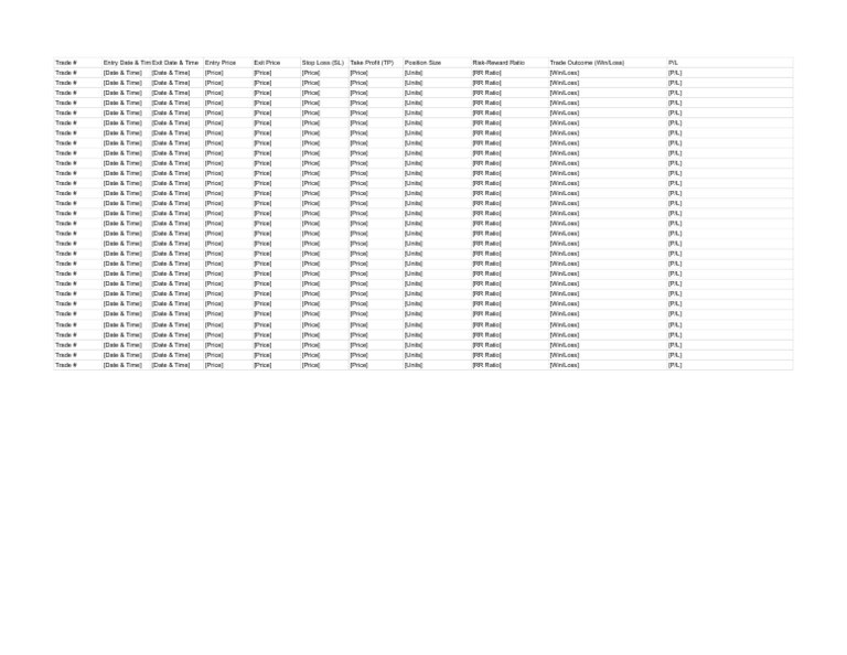 Trading Journal - Backtest Results - Trading - Journal - Template | PDF