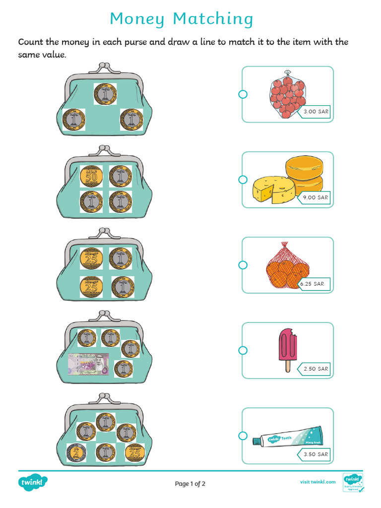 Money-Matching - PDF Worksheet | PDF