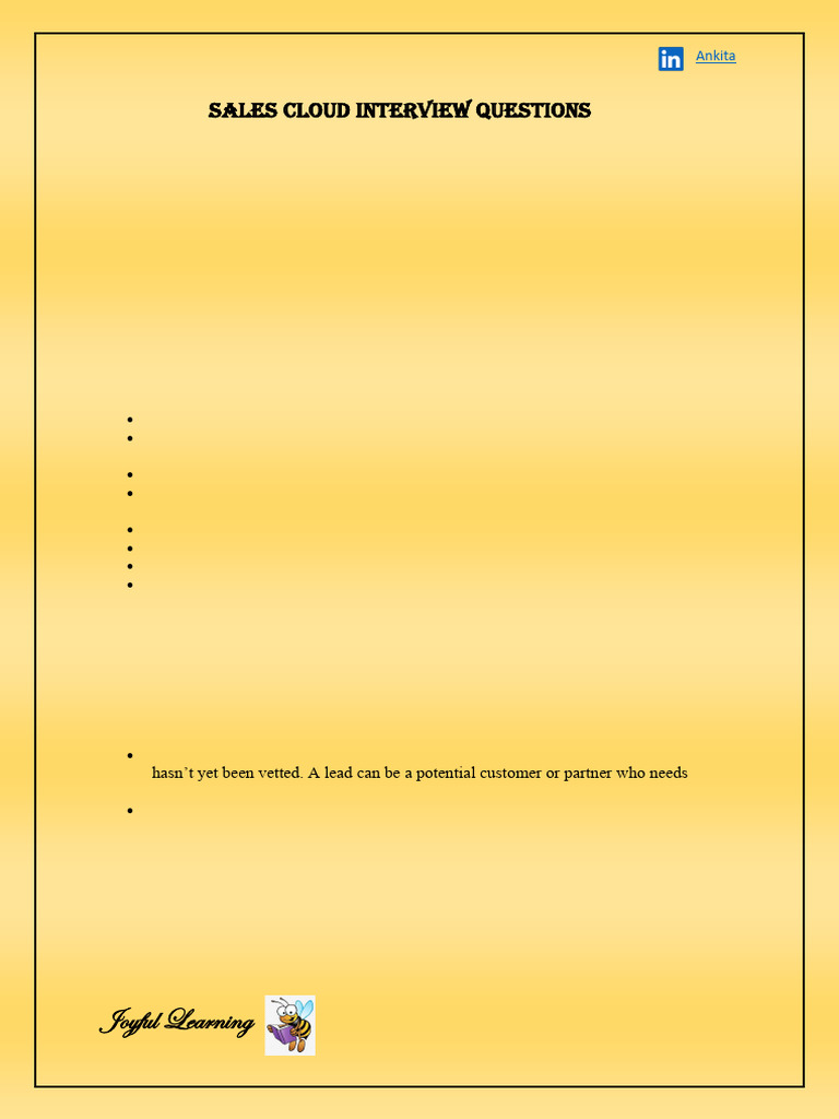 Salesforce Sales Cloud Interview Questions 1739710181 | PDF | Sales | Cloud Computing