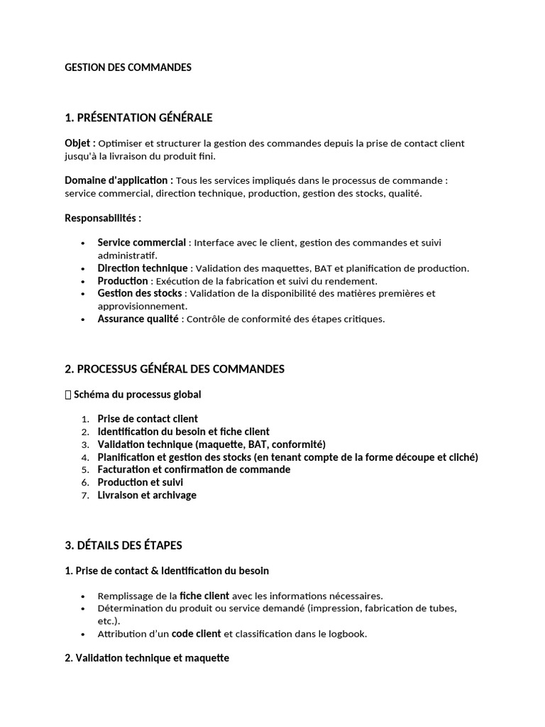 Gestion Des Commandes | PDF | Facture | Stock
