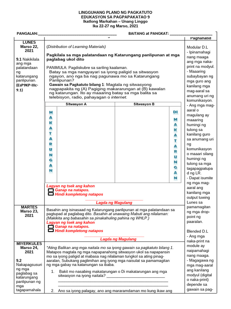 Esp9 WHLP Week1-2 | PDF