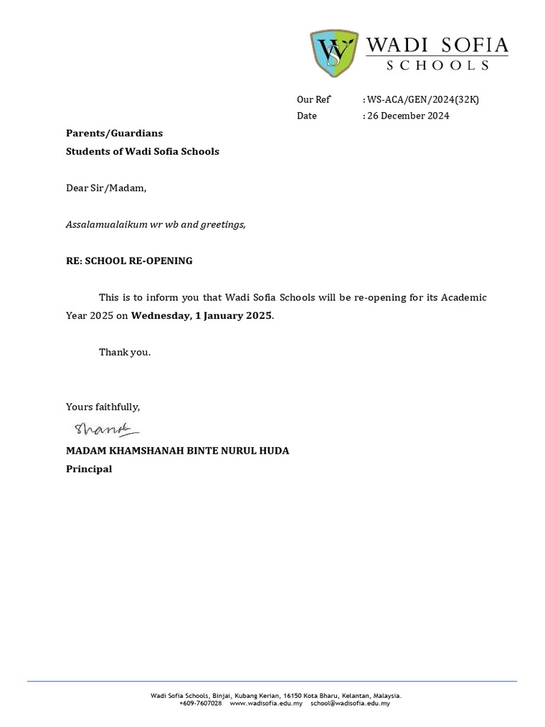 Notice 32 - School Reopening 2025 (WSK) | PDF