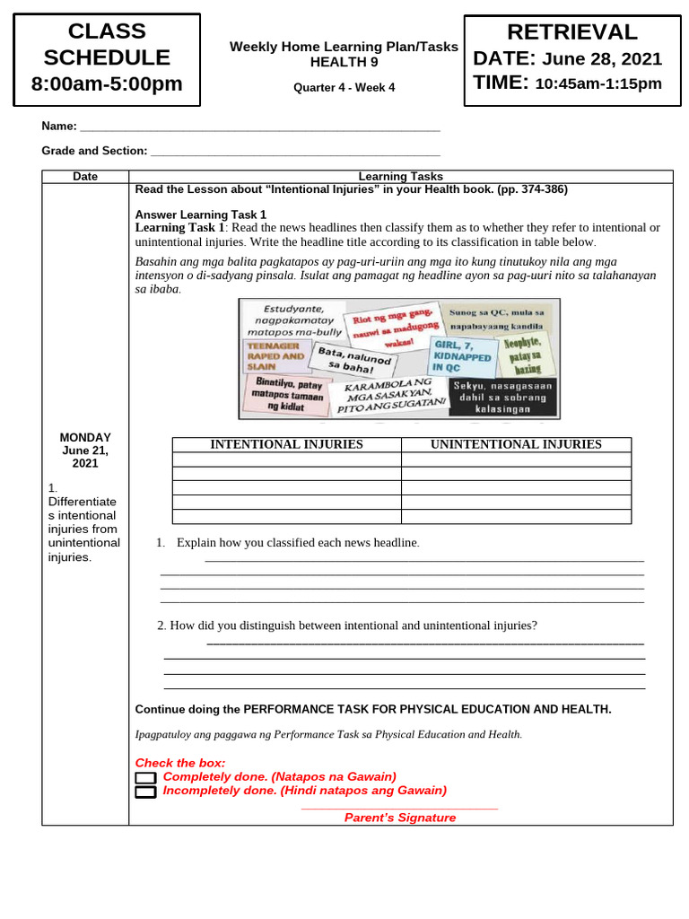 HEALTH-9_Q4_WHLP-Week4 (1) | PDF | Sexual Abuse | Violence