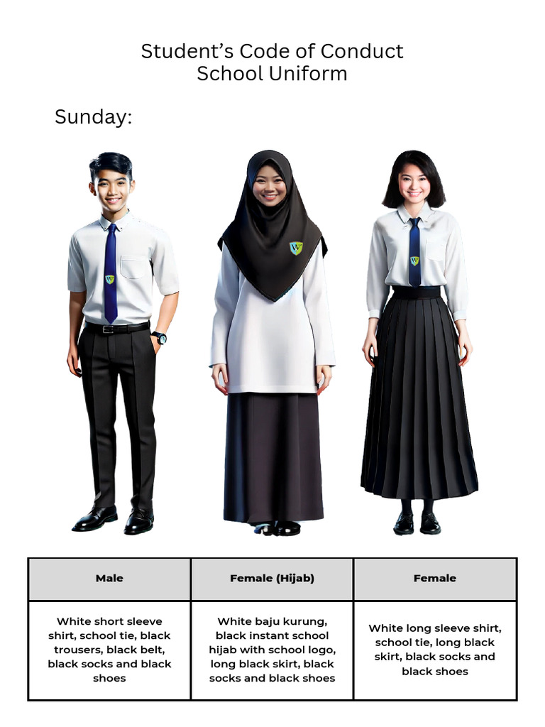 Student's Code of Conduct - School Uniform | PDF | Trousers | Sock