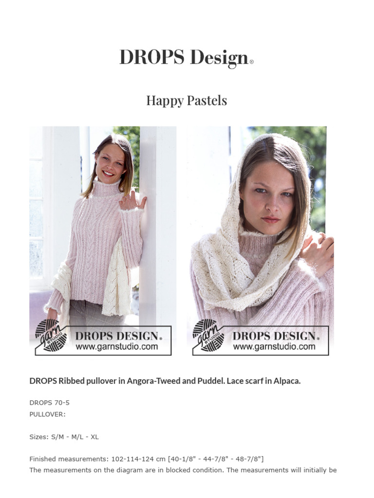 Happy Pastels - DROPS Ribbed Pullover in Angora-Tweed and Puddel. Lace ...