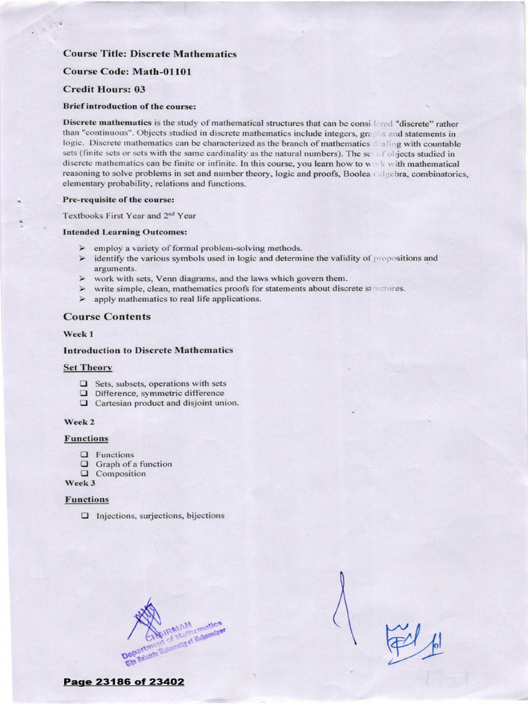 Discrete Mathematics Course Overview | PDF | Discrete Mathematics ...