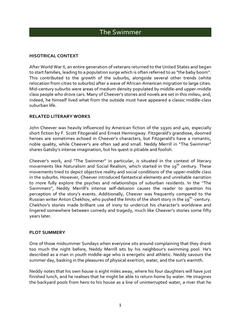 The Swimmer by John Cheever | PDF