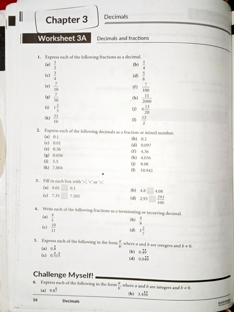 Work Book C6 Maths CHP 3 | PDF | Mathematics | Mathematical Notation