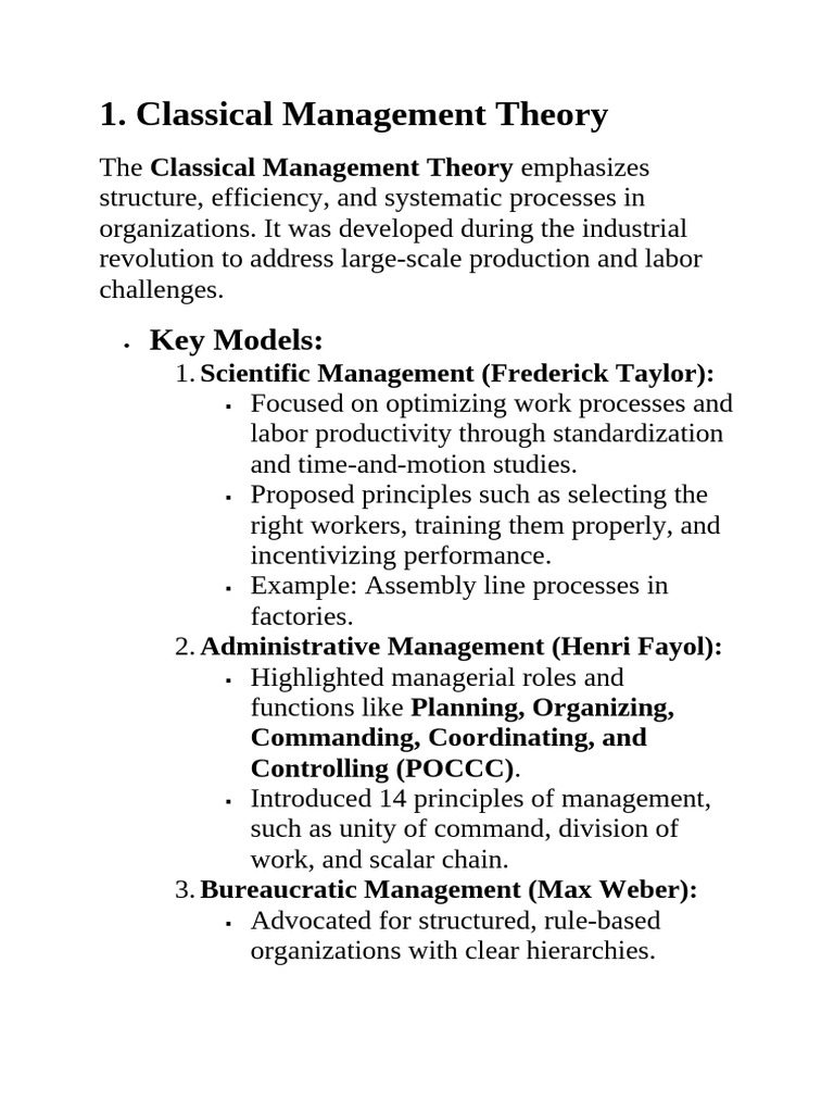 Management Theories and Models Overview | PDF | Motivation | Motivational
