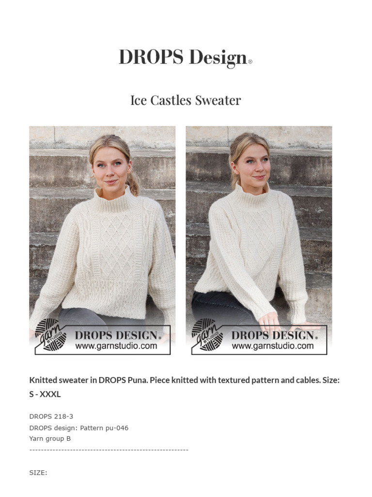 Ice Castles Sweater - Knitted Sweater in DROPS Puna. Piece Knitted With ...