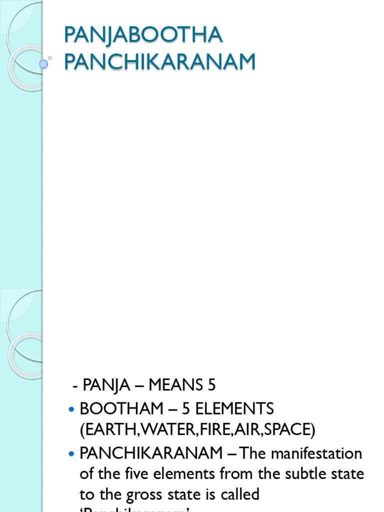 Panchikaranam: The Five Elements Explained | PDF