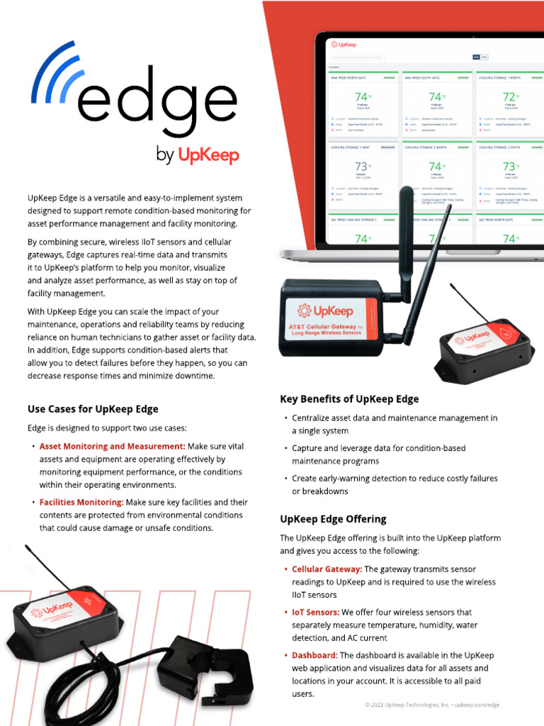 UpKeep Sensors Edge DataSheet (All Sensors) | PDF | Humidity | Refrigerator