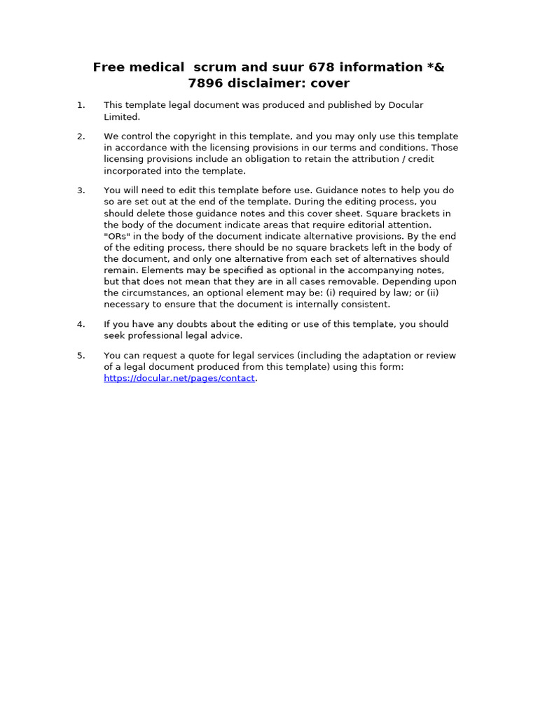Free Medical Information Disclaimer - DJ&&786536 | PDF | Disclaimer ...