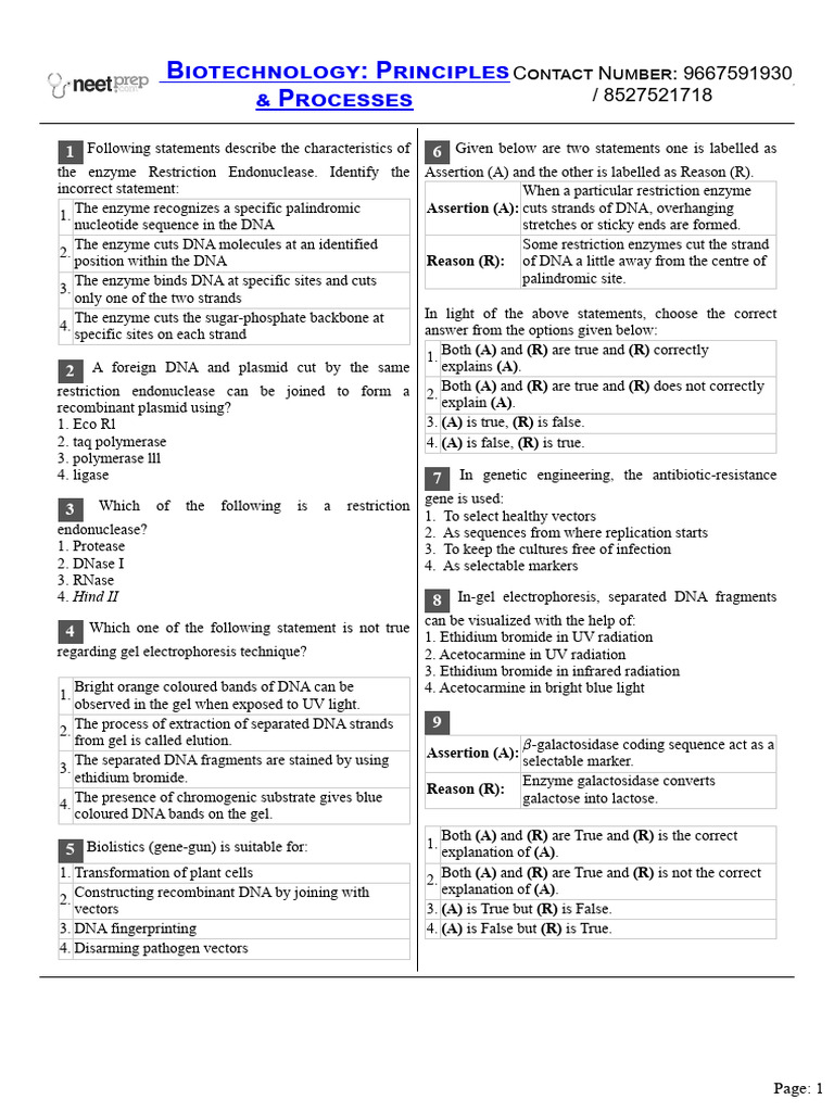 Biotechnology_ Principles & Processes | PDF | Restriction Enzyme | Dna
