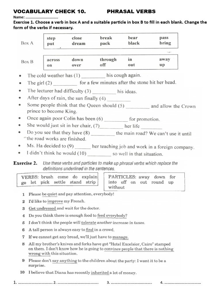 Vocabulary Check 10. Phrasal Verbs | PDF