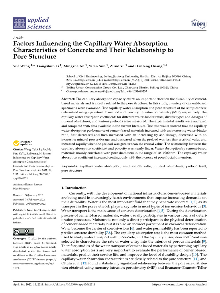 Factors Influencing The Capillary Water Absorption 3e8rikro | PDF ...