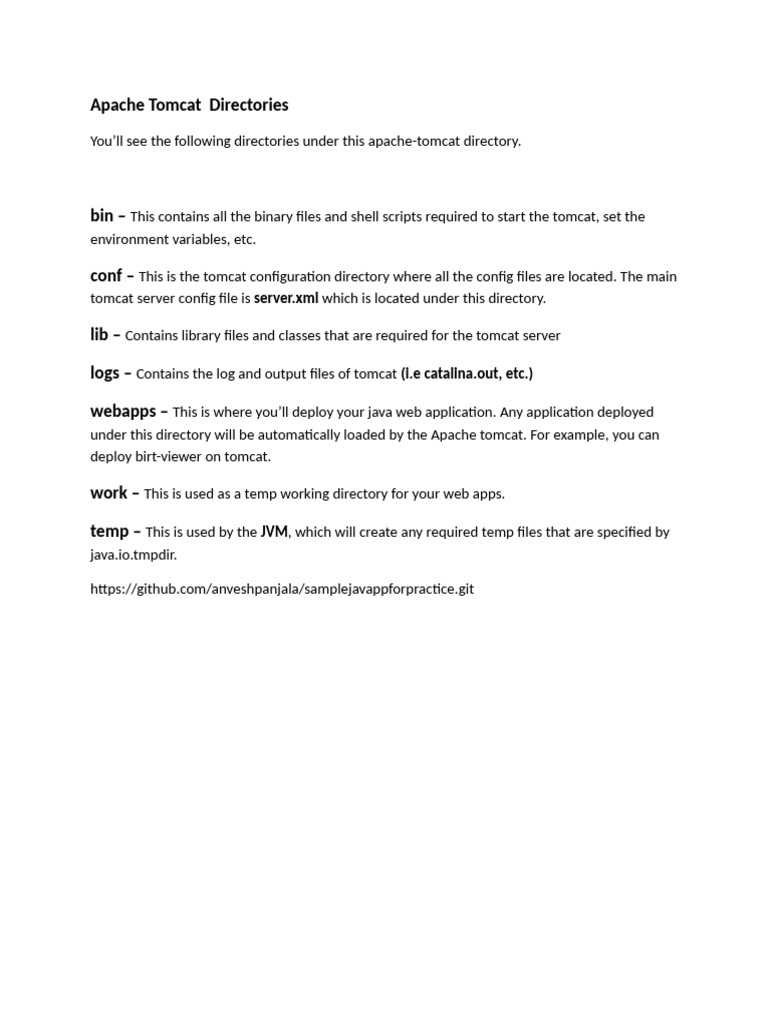 Apache Tomcat Directory Overview | PDF