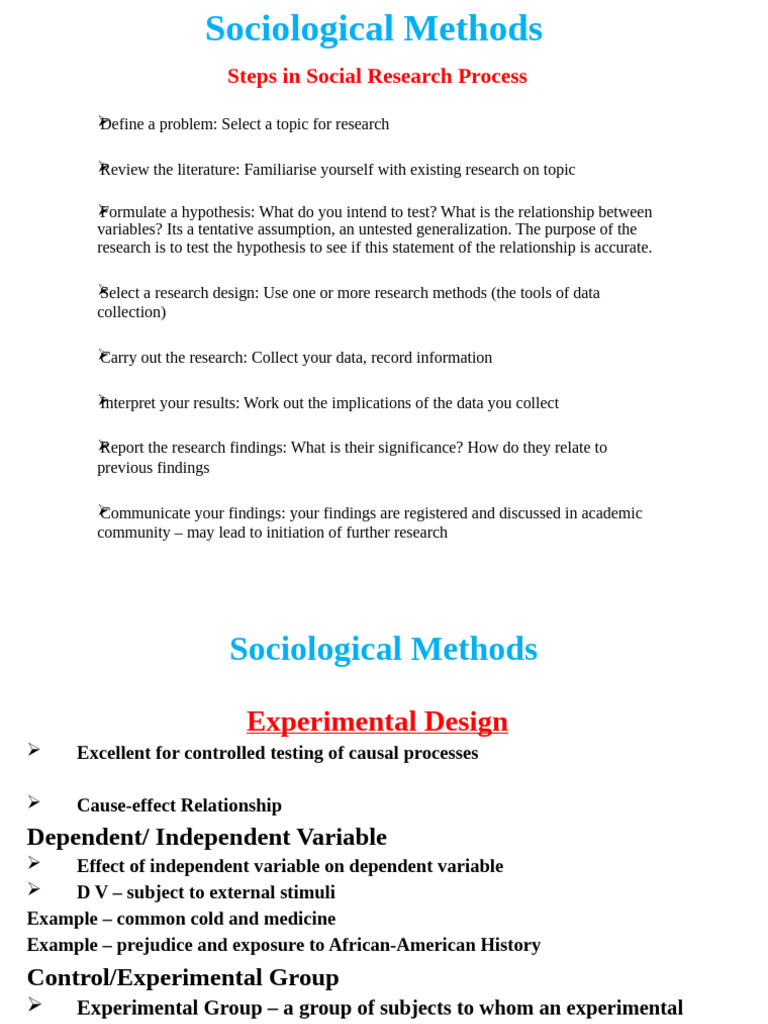 Sociological Methods | PDF | Sampling (Statistics) | Experiment