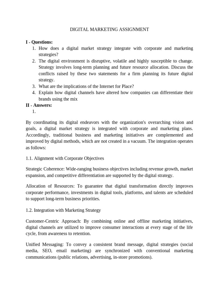 Digital Marketing Strategy Assignment | PDF | Marketing | Marketing ...
